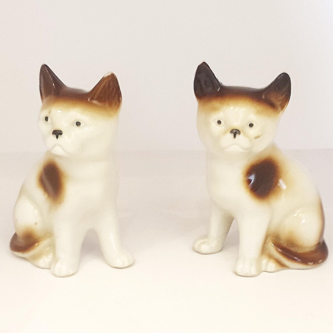 Vintage Pair of Porcelain Cat Figurines Germany - White and Brown ...