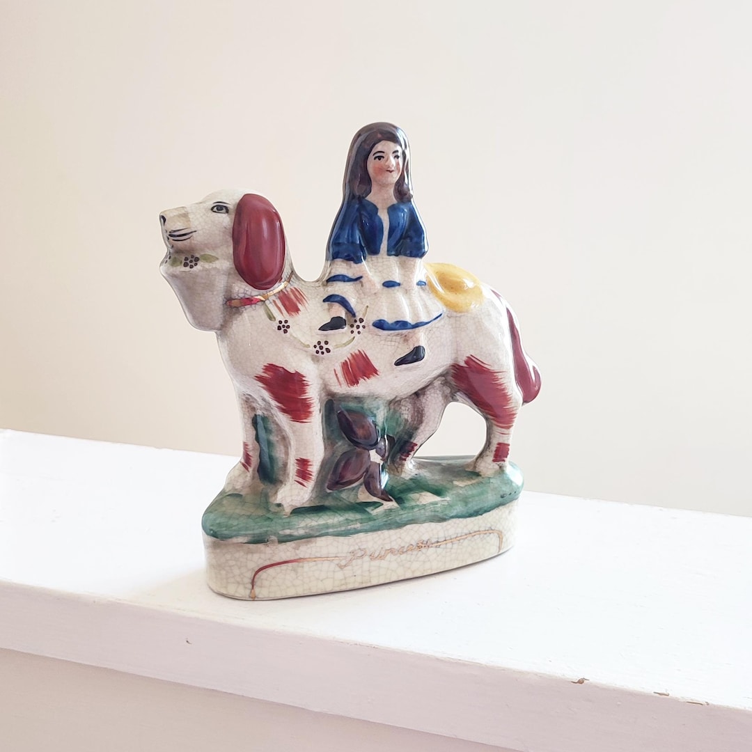 Antique Staffordshire Pottery Figurine: Princess on Spaniel, 19th ...