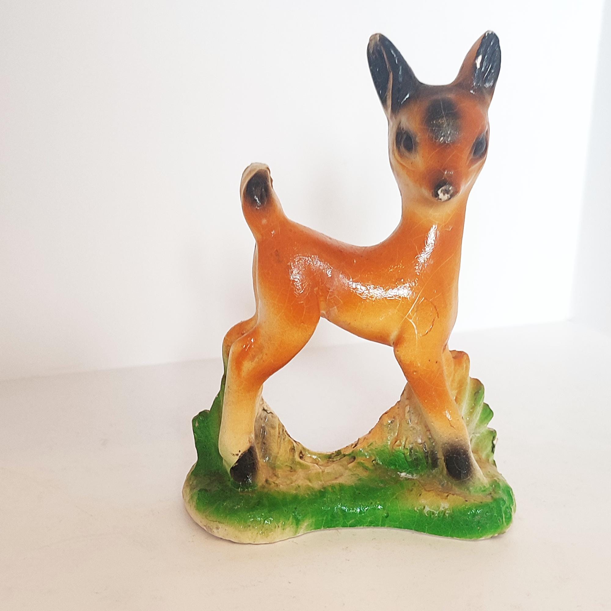 Vintage 50s Bambi Ornament: Kitsch Deer Figurine, Christmas Shelf Decor ...