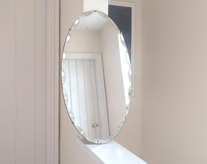 30's Art Deco Accent Wall Mirror MCM Bevelled Scallop Edge - Vintage ...
