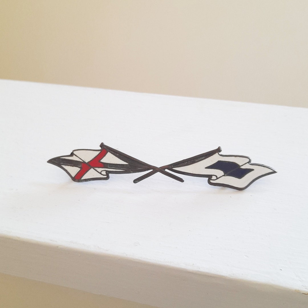 Vintage Triumph Herald Enamel / Chrome Pin Badge - Crossed 'V and S ...