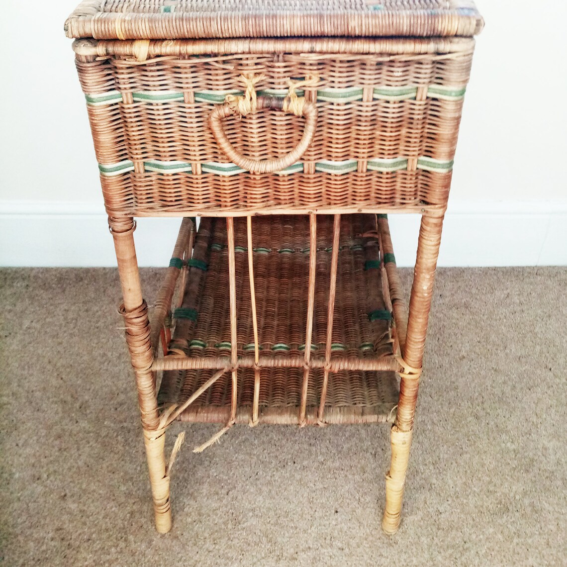 60's Wicker Woven Sewing Chest W/ Base Stretcher Shelf - Etsy UK