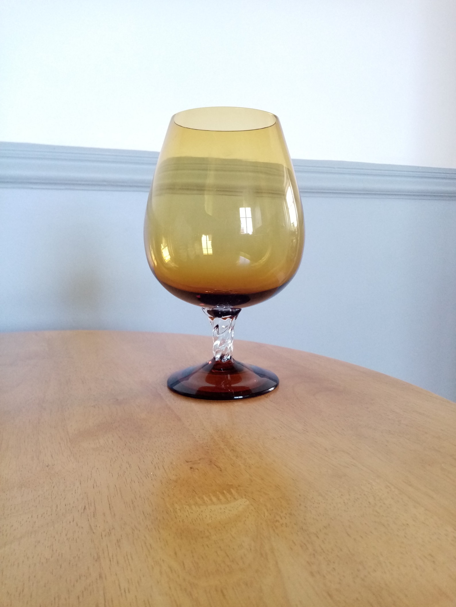 70s Mcm Extra Large Amber Brandy Snifter Glass Clear Etsy