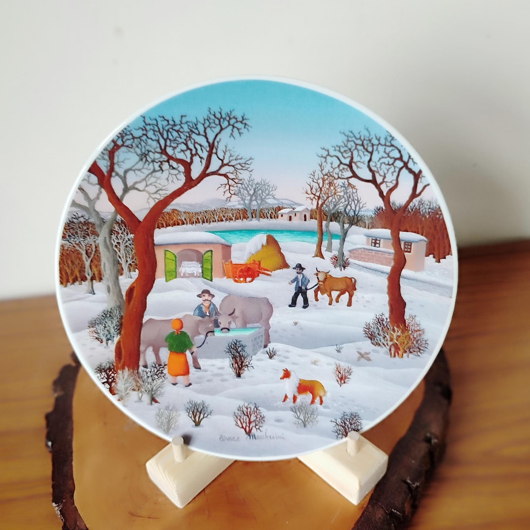 Vintage Studio D'arte Naif Wall Plate - the Four Seasons Winter ...