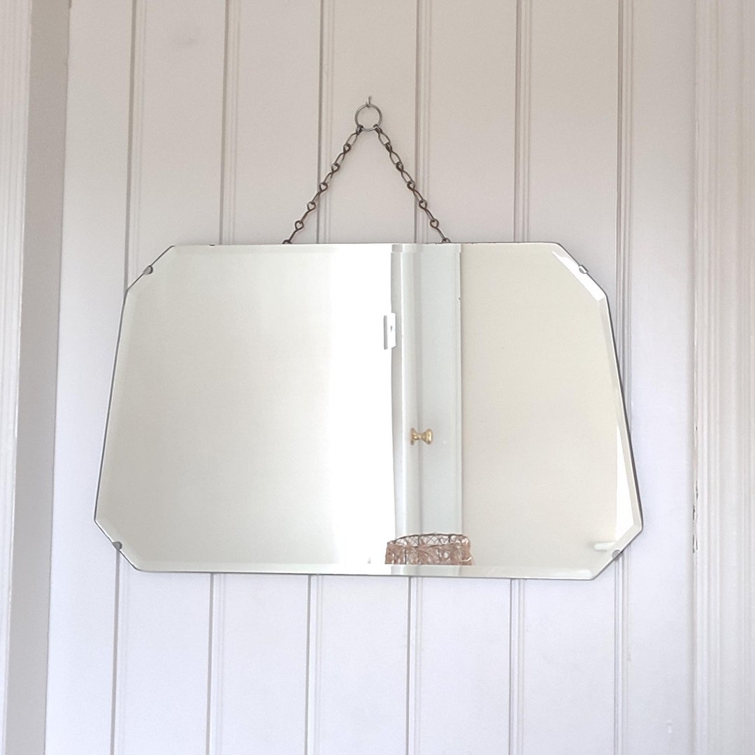 30's Art Deco Mirror - Frameless Bevelled Edge - Multi Sided Bevel ...