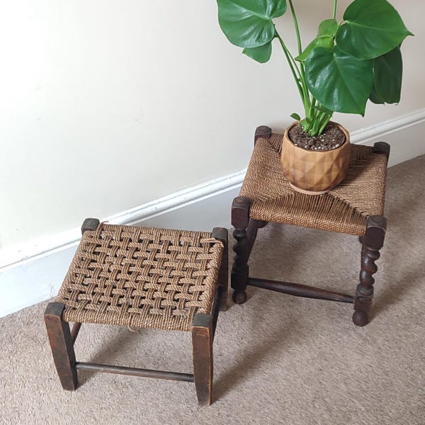 Rush Seat Footstool - Etsy UK