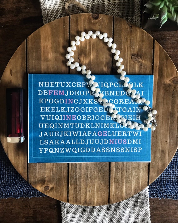 Feminine Genius Word Search Card blank interior white linen | Etsy