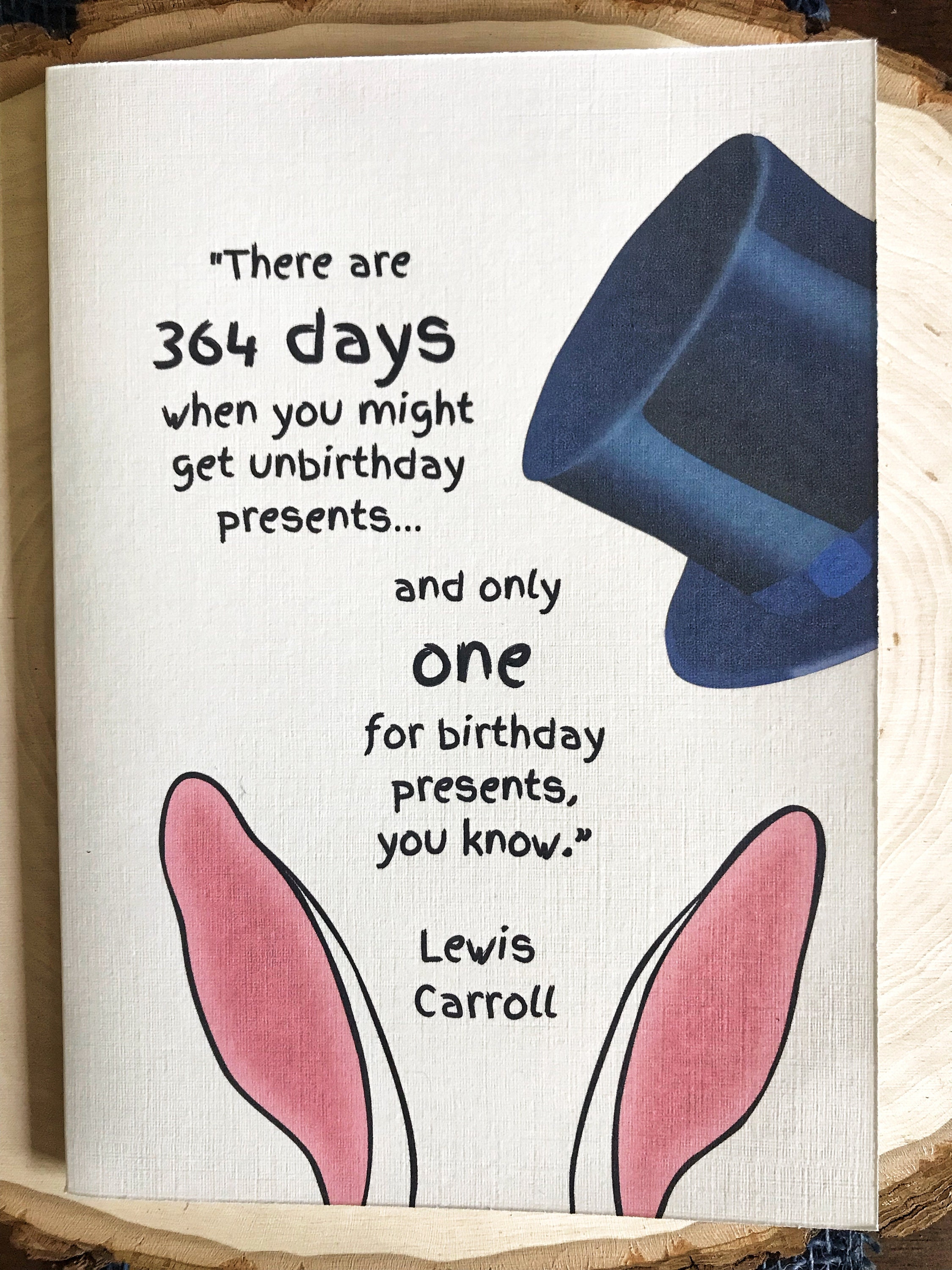 Unbirthday Card, Alice in Wonderland, White Linen, 5x7 - Etsy