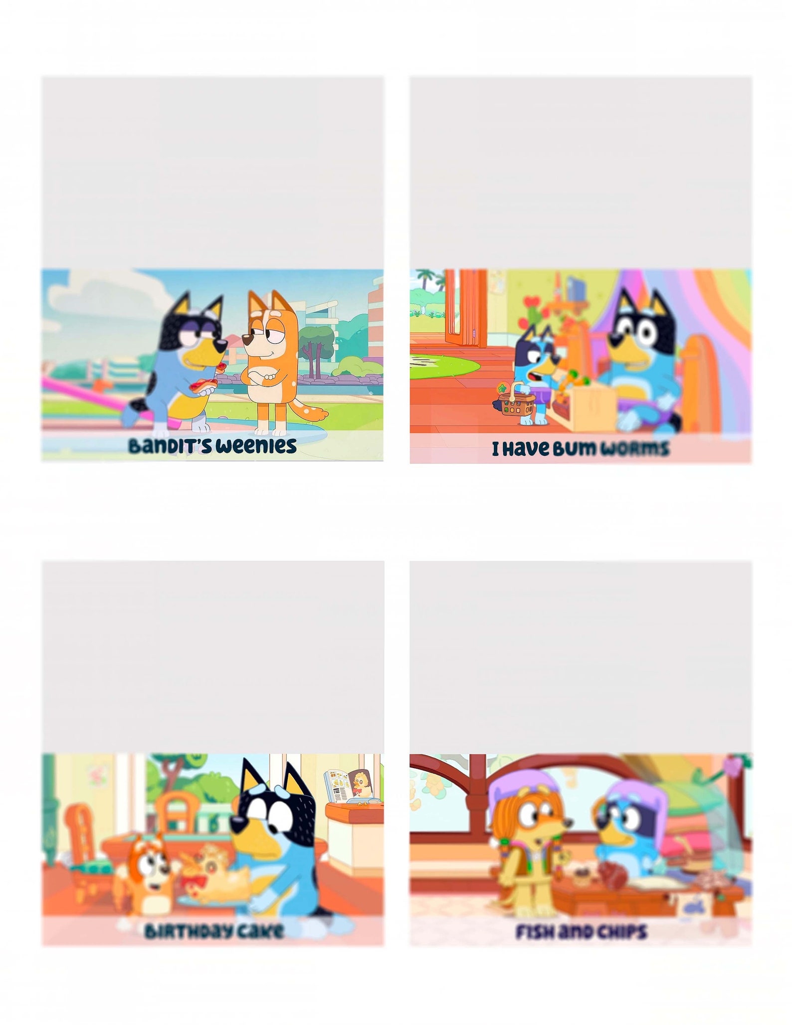 Printable Bluey Party Food Labels