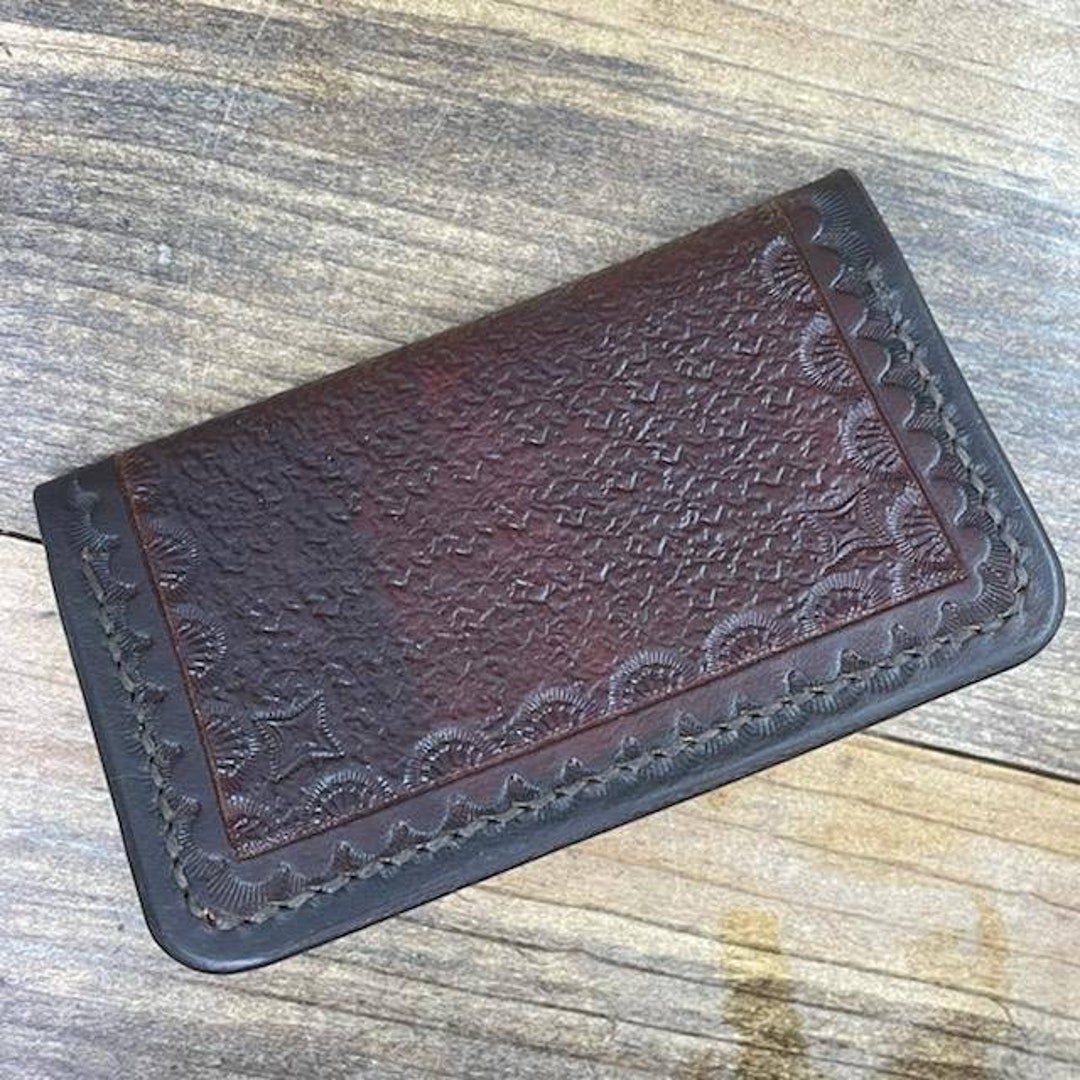Hand Tooled Leather Bifold Card Wallet - Etsy