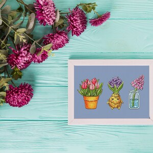 Hello Spring Floral Cross Stitch Pattern Baby Tulips Modern Counted ...