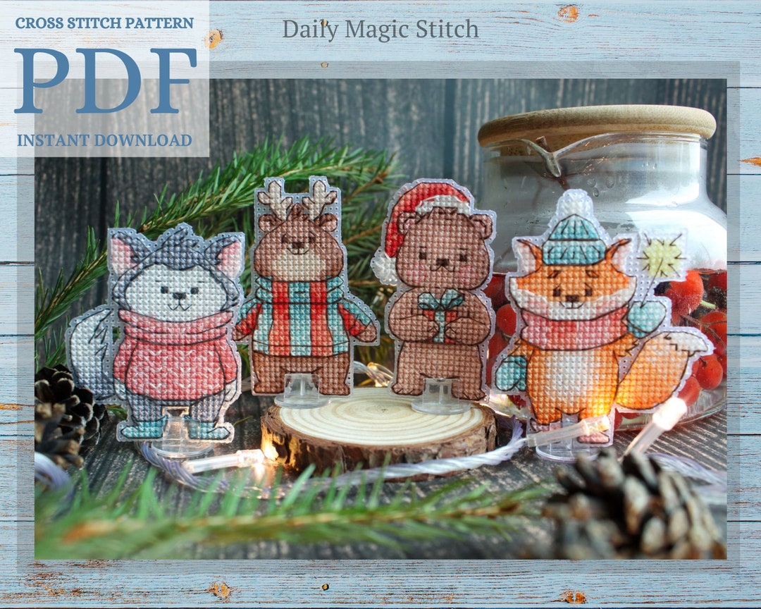 Christmas Toy Cross Stitch Pattern for Plastic Canvas, Funny Animal ...