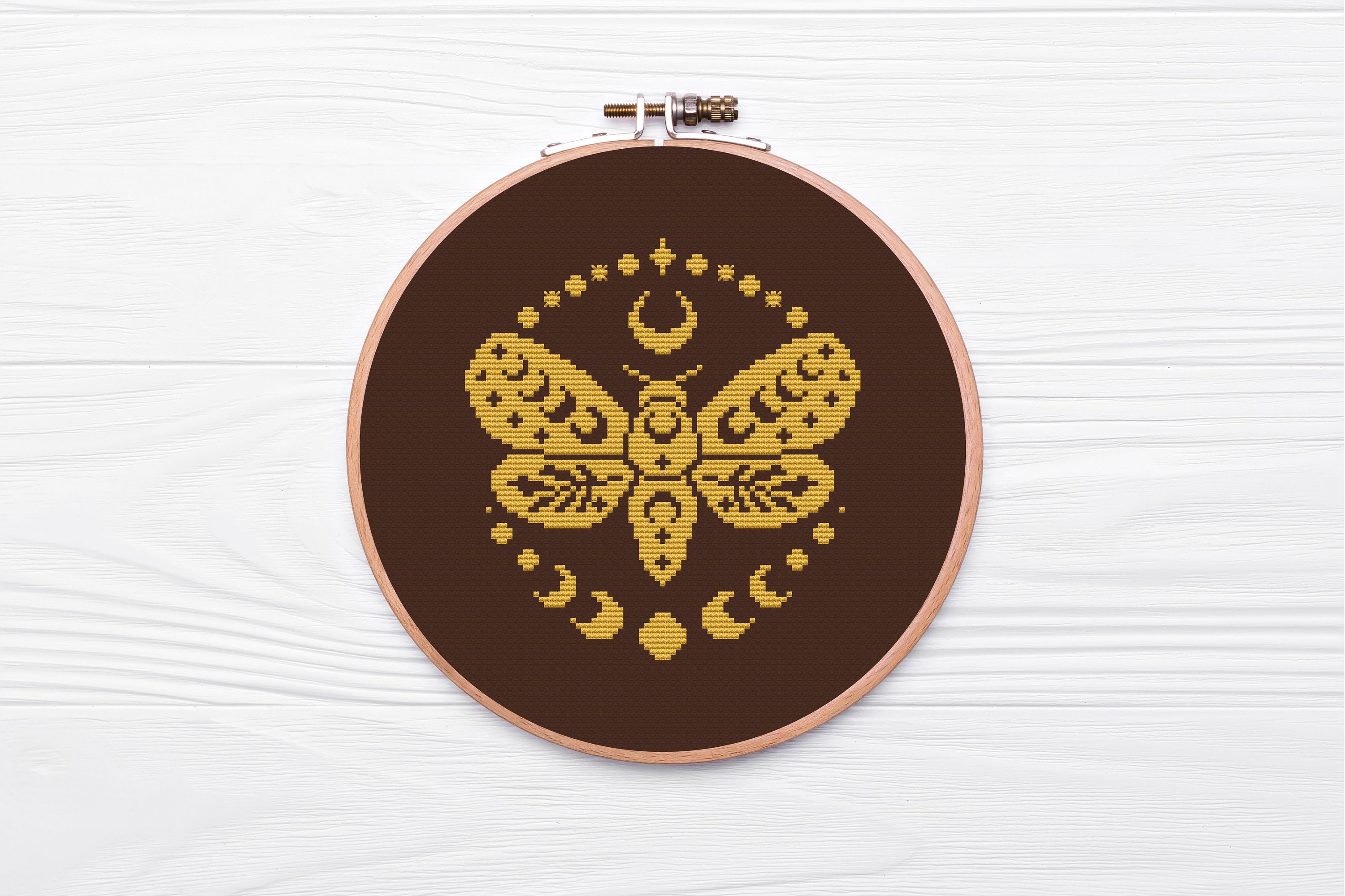 Moon Phase Moth Cross Stitch Pattern Witchy Embroidery - Etsy