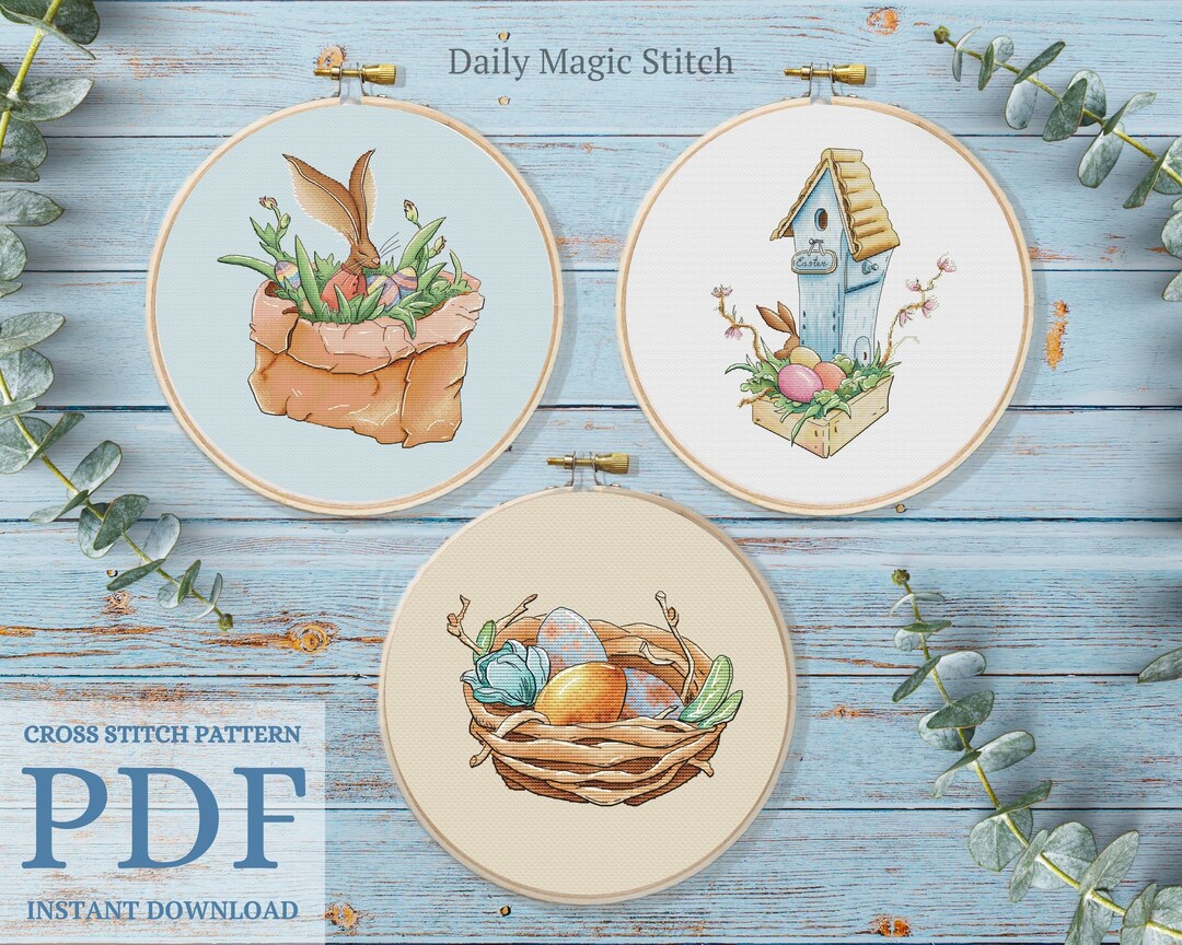 Easter Cross Stitch Pattern Bunny and Easter Egg Cross Stitch Pattern ...