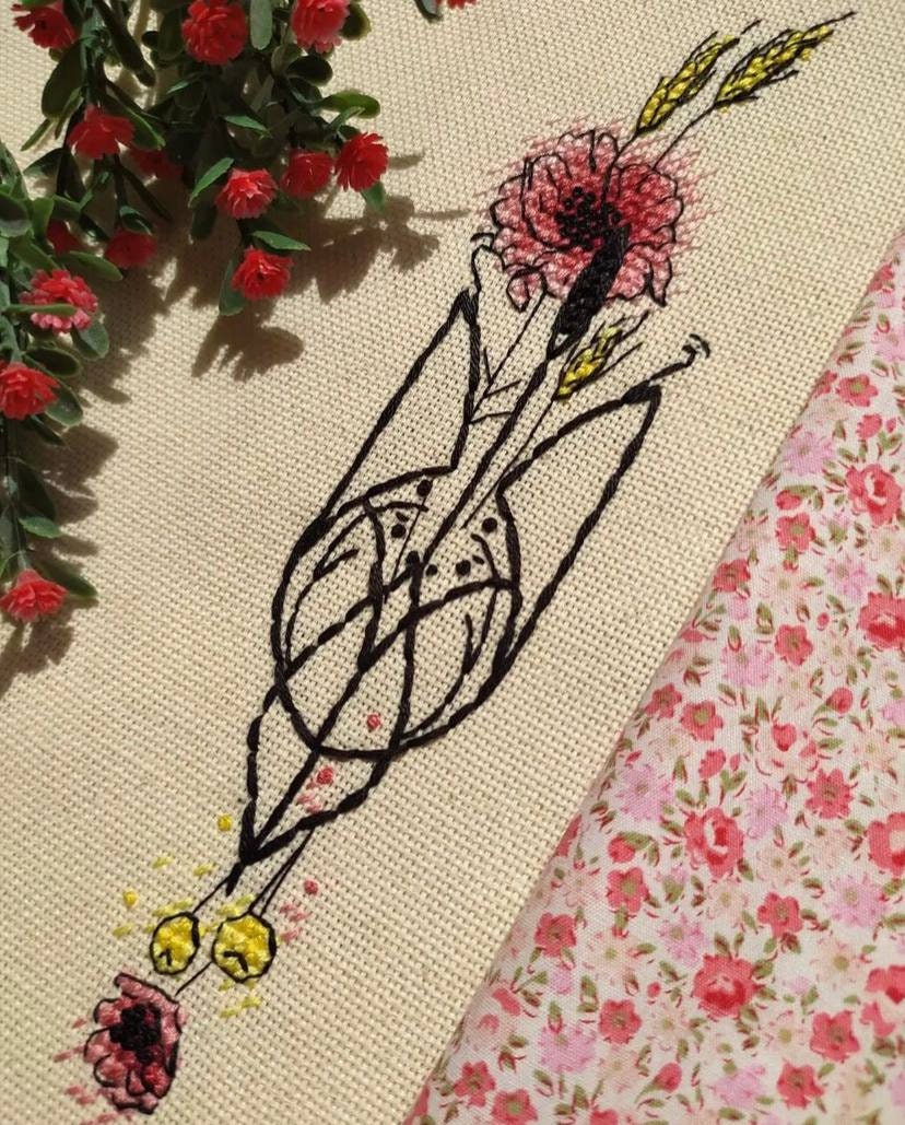 Poppy Ukrainian Trident Coat of Arms Cross Stitch Pattern | Embroidery ...