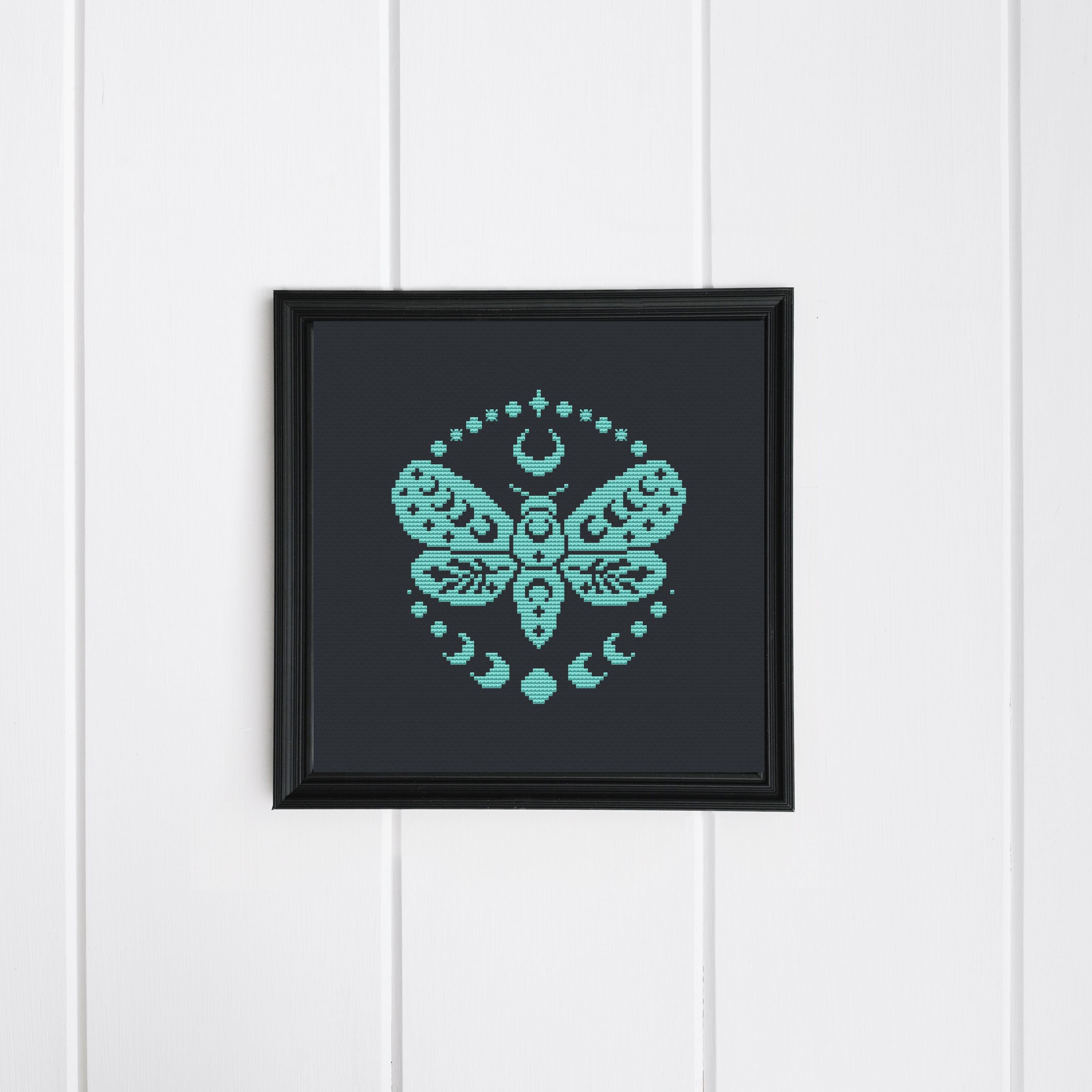 Moon Phase Moth Cross Stitch Pattern Witchy Embroidery - Etsy