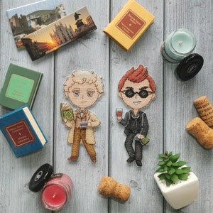 Angel and Demon Cross Stitch Pattern Good Omens Embroidery Geek Cross ...