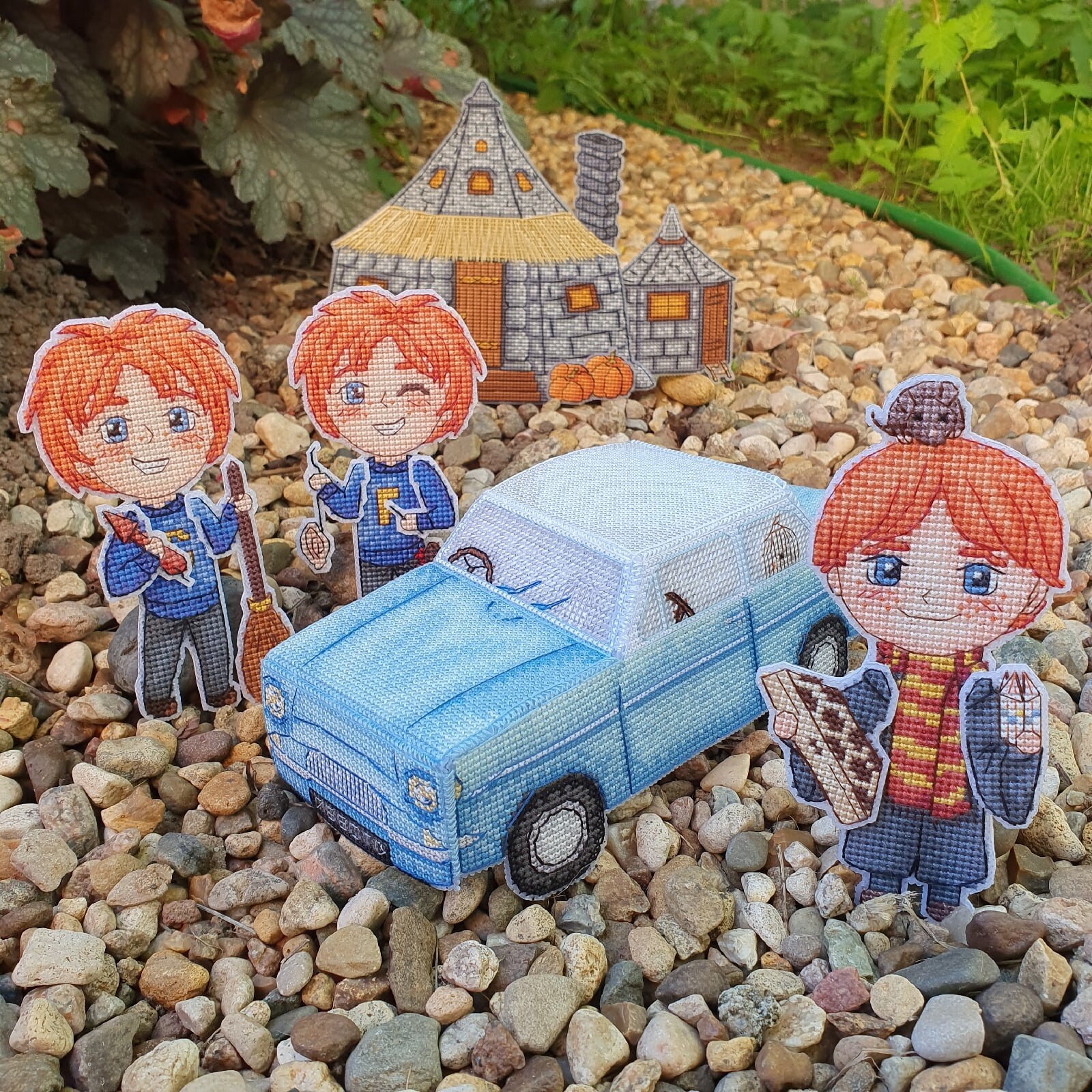 Ford Cross Stitch Pattern, Magic Blue Car 3D Embroidery Model Toy for ...