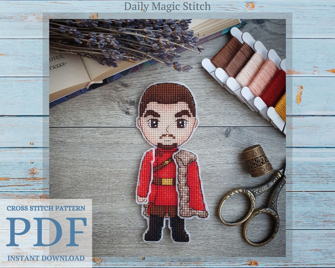 Wizard Cross Stitch Pattern, Fandom Cross Stitch Geeky Gift, Paper Doll ...