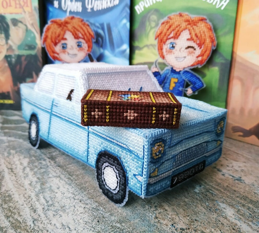 Ford Cross Stitch Pattern Magic Blue Car 3D Embroidery Model - Etsy