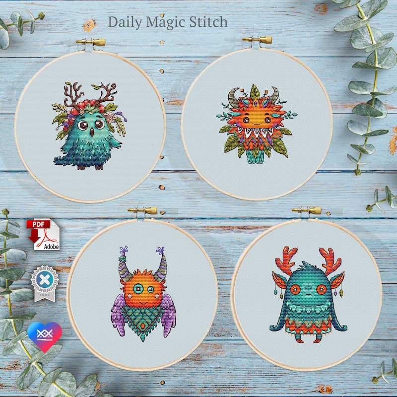 Monster Cross Stitch - Etsy