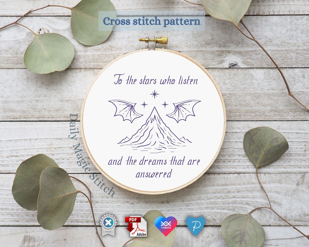 ACOTAR Cross Stitch Pattern Mountain to the Stars Who Listen Quote ...
