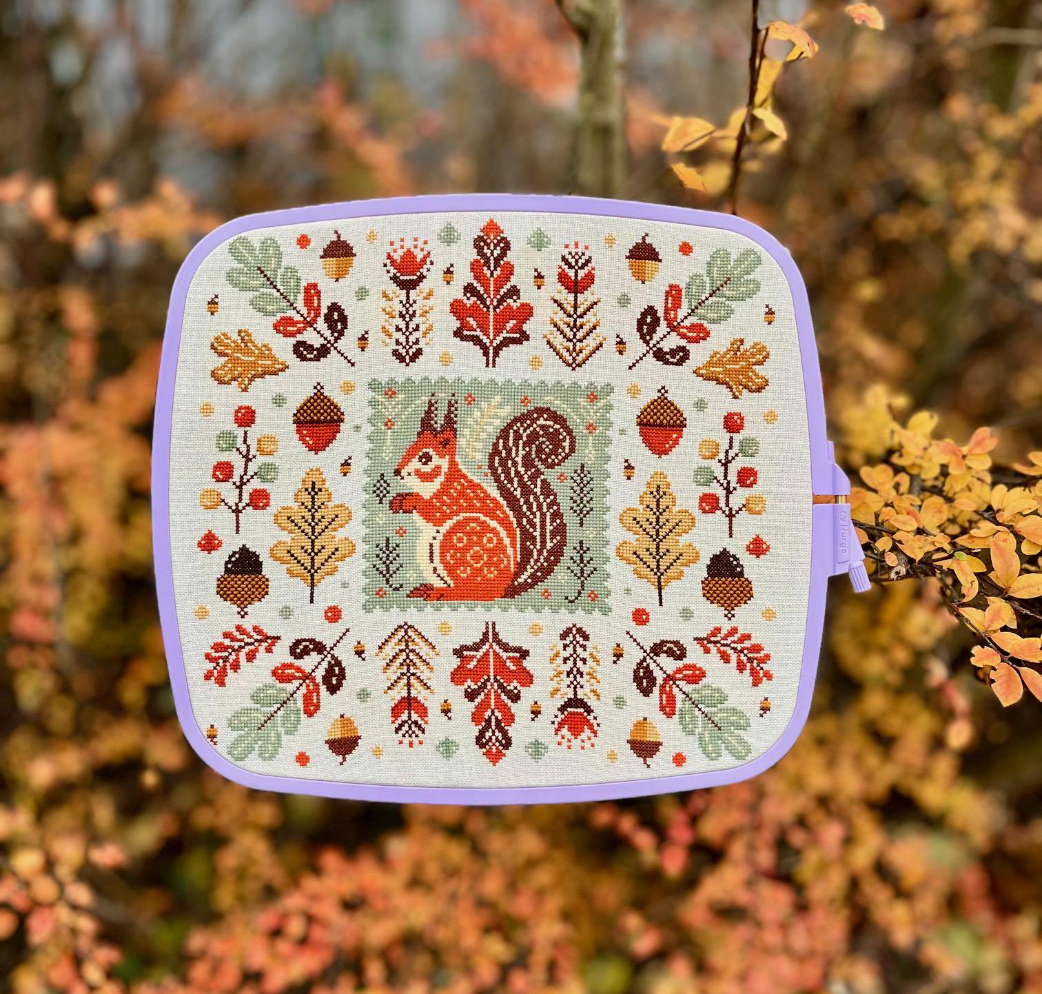 Squirrel Cross Stitch Pattern Autumn Quaker Fall Cross Stitch Sampler ...
