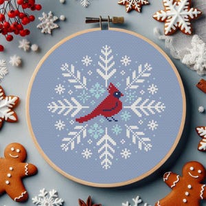 Cardinal Cross Stitch Pattern Christmas Ornament Snowflake Cross Stitch ...
