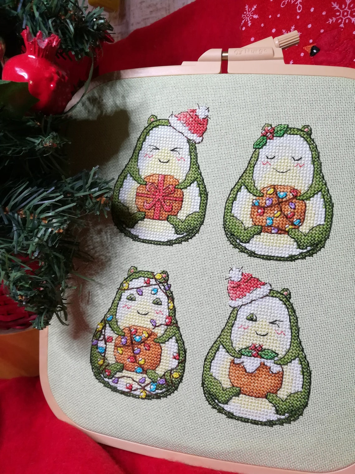 Christmas Toy Cross Stitch Pattern Funny Avocado Cat - Etsy
