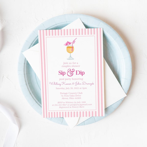 Sip and Dip Invitation - Etsy