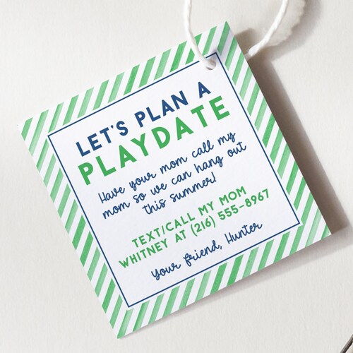 Editable Playdate Calling Card for Kid Printable Summer Play - Etsy