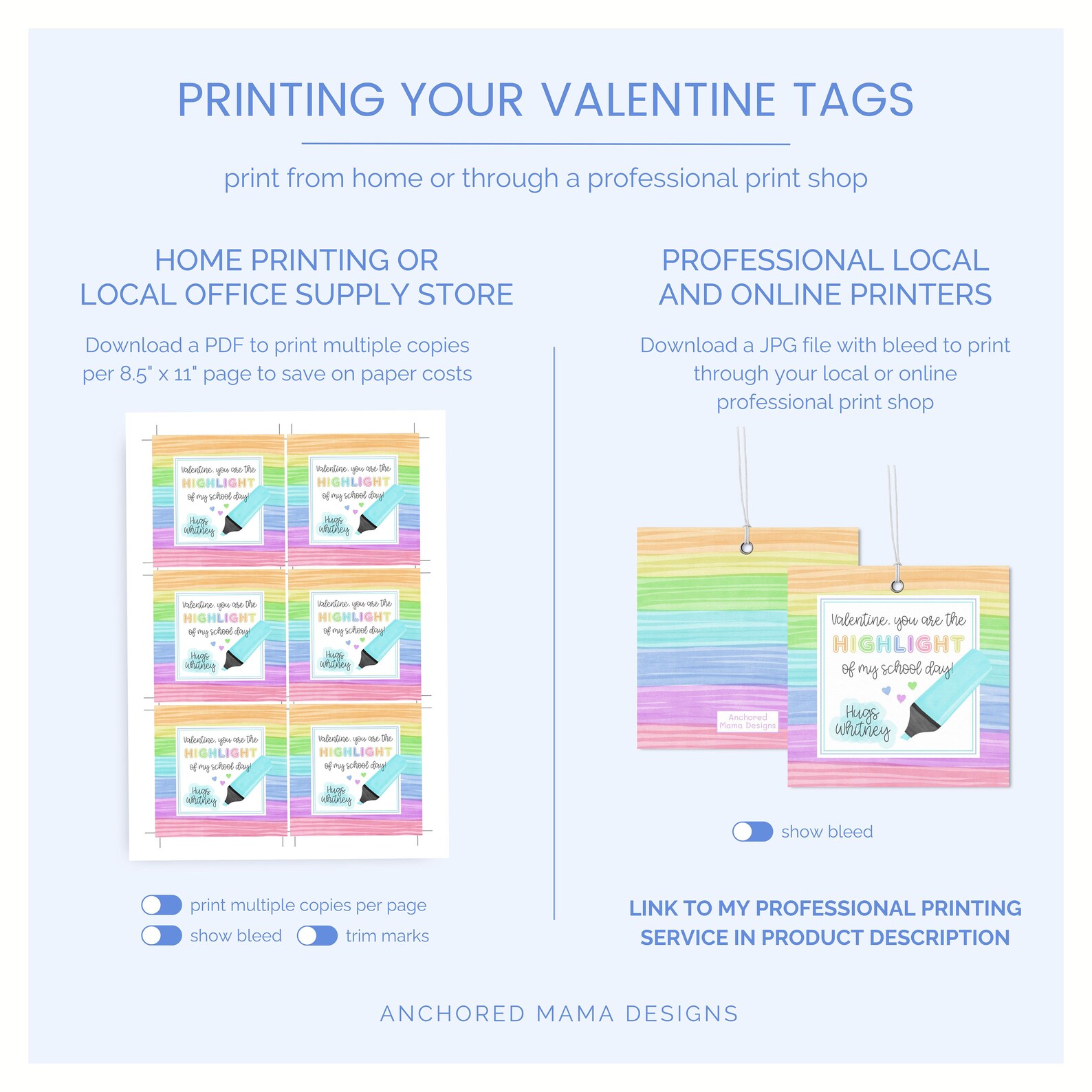 Printable Valentine Cards for Kids, Highlighter Valentine Gift Tag ...