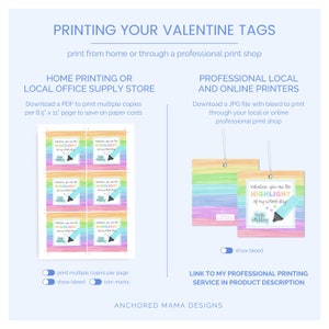 Printable Valentine Cards for Kids, Highlighter Valentine Gift Tag ...