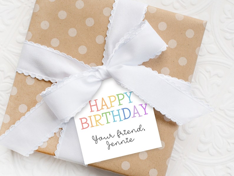 Printable Happy Birthday Gift Tags Editable Rainbow Birthday | Etsy