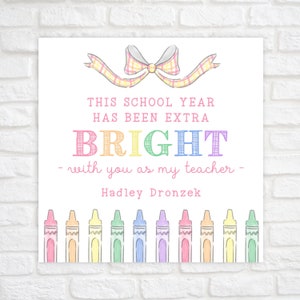 Teacher Appreciation Gift Tag Printable, Rainbow Crayon Teacher Tag ...