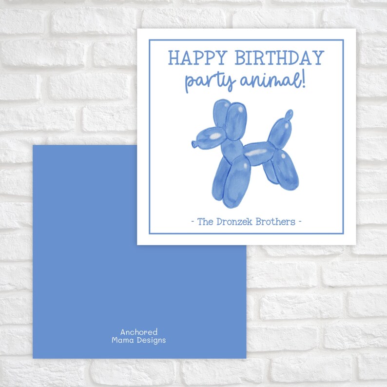 Printable Happy Birthday Gift Tags, Balloon Animal Gift Tags, Kids ...