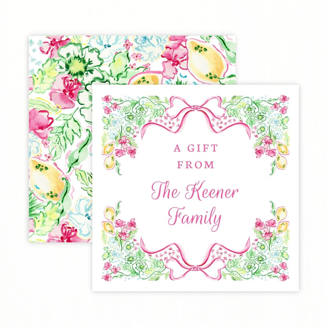 Printable Floral Lemon Gift Tag Template, Watercolor Enclosure Card ...