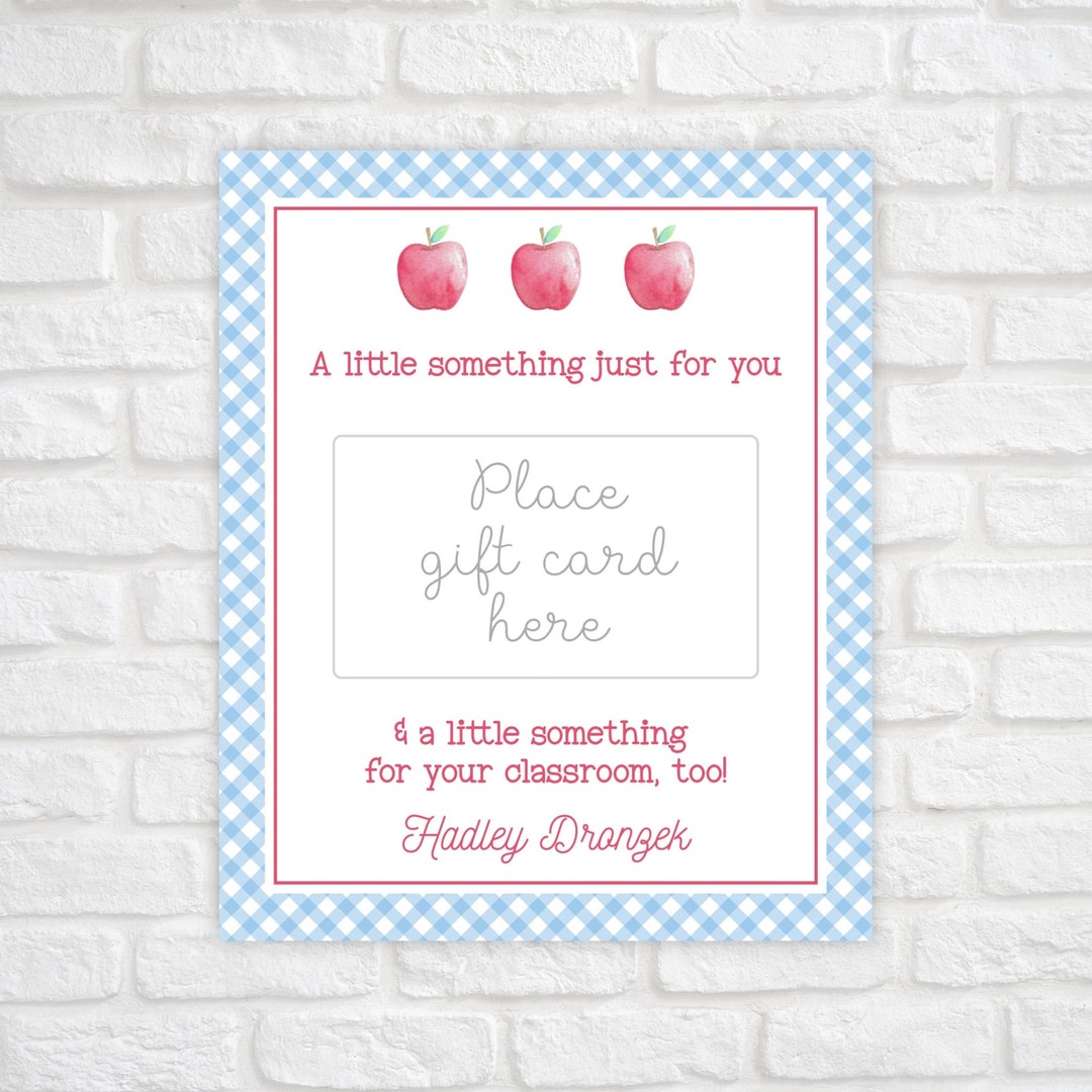 Printable Teacher Gift Card Holder, Back to School Gift for Teacher ...