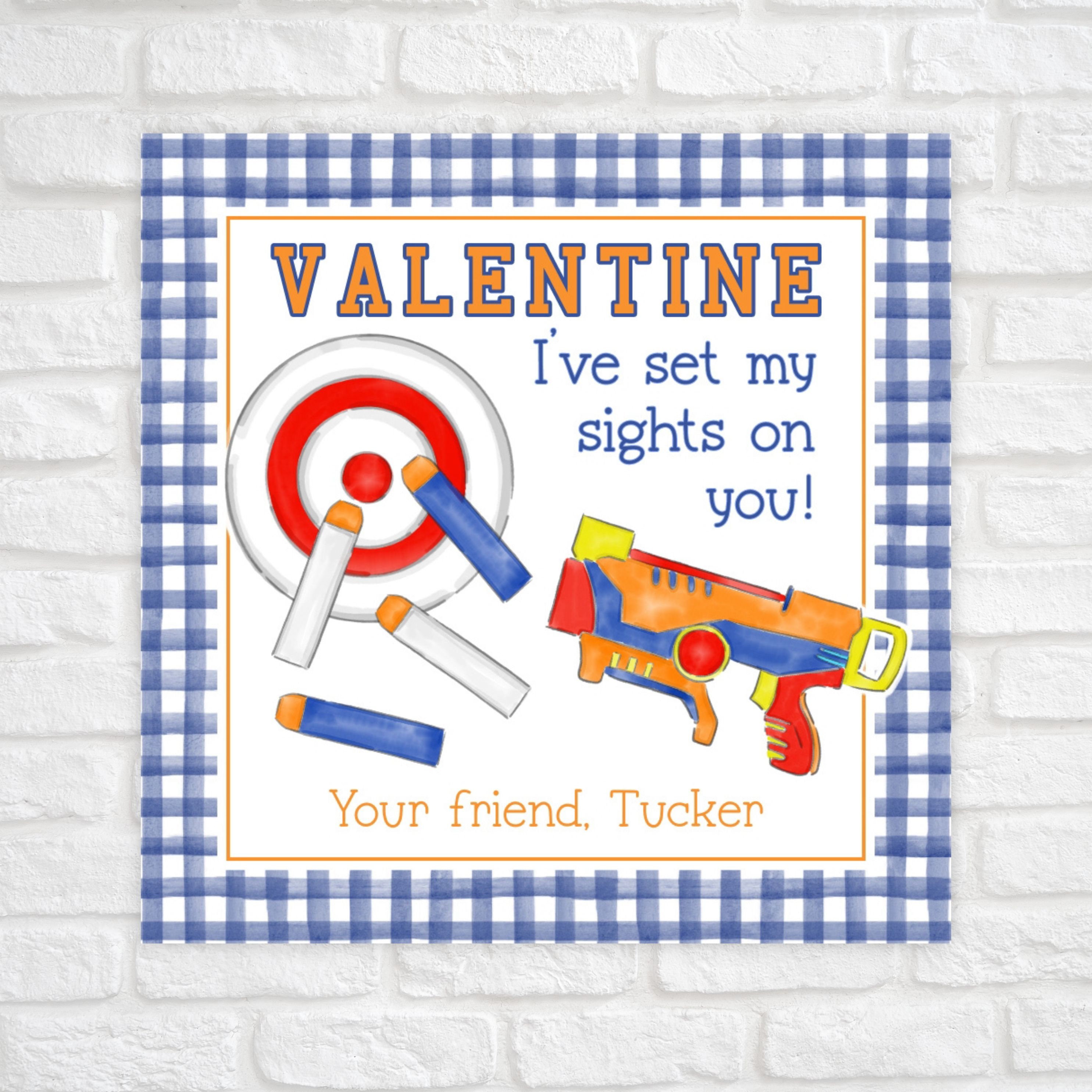 Printable Foam Dart Gun Valentine Tag