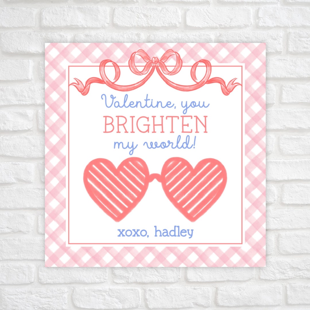 Printable Valentine Cards for Kids, Heart Sunglasses Valentine Card ...