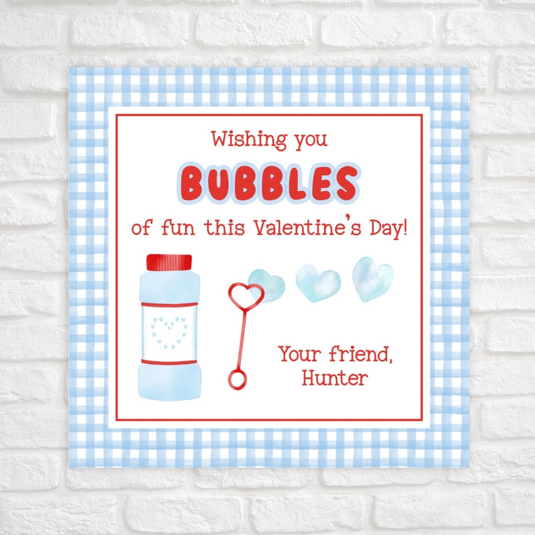 Printable Valentine Cards for Kids, Bubbles Valentine Tag, Classroom ...