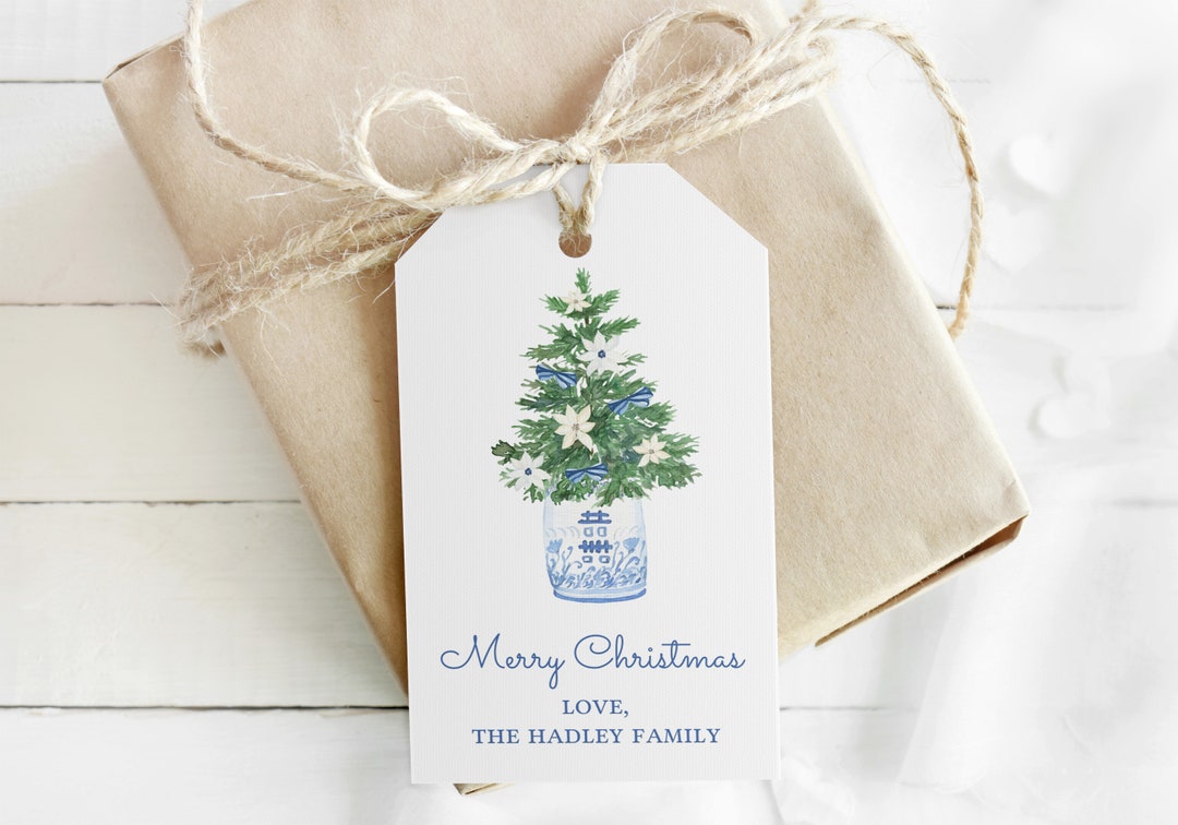 Christmas Gift Tags Printable, Chinoiserie Christmas Tree Gift Tag ...