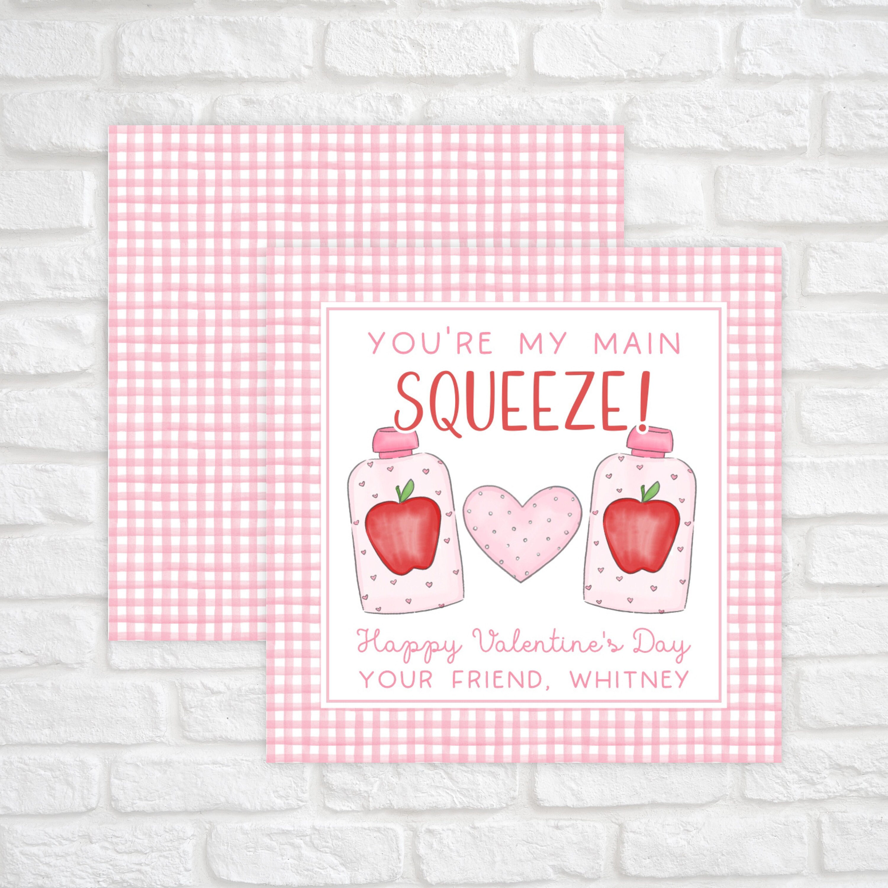 Printable Valentine Cards for Kids, Applesauce Valentine Gift Tag, Main ...