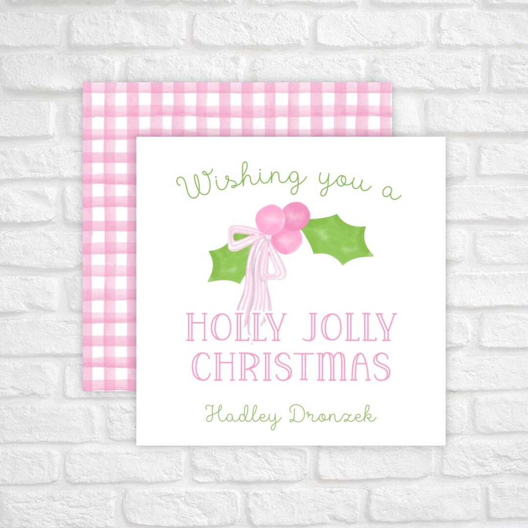Printable Christmas Gift Tag, Christmas Holly Gift Tag, Kids Christmas ...