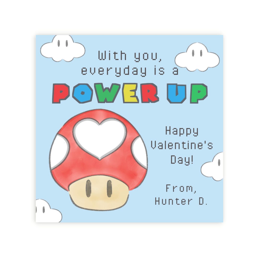 Video Game Valentines | Printable Valentine's Day Card for Kids | Super ...