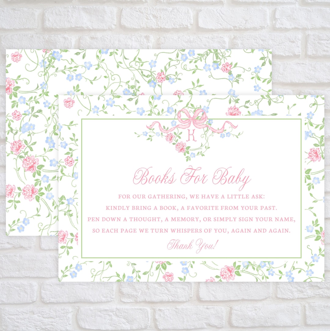 Printable Books for Baby Card, Coquette Baby Shower Enclosure, Request ...