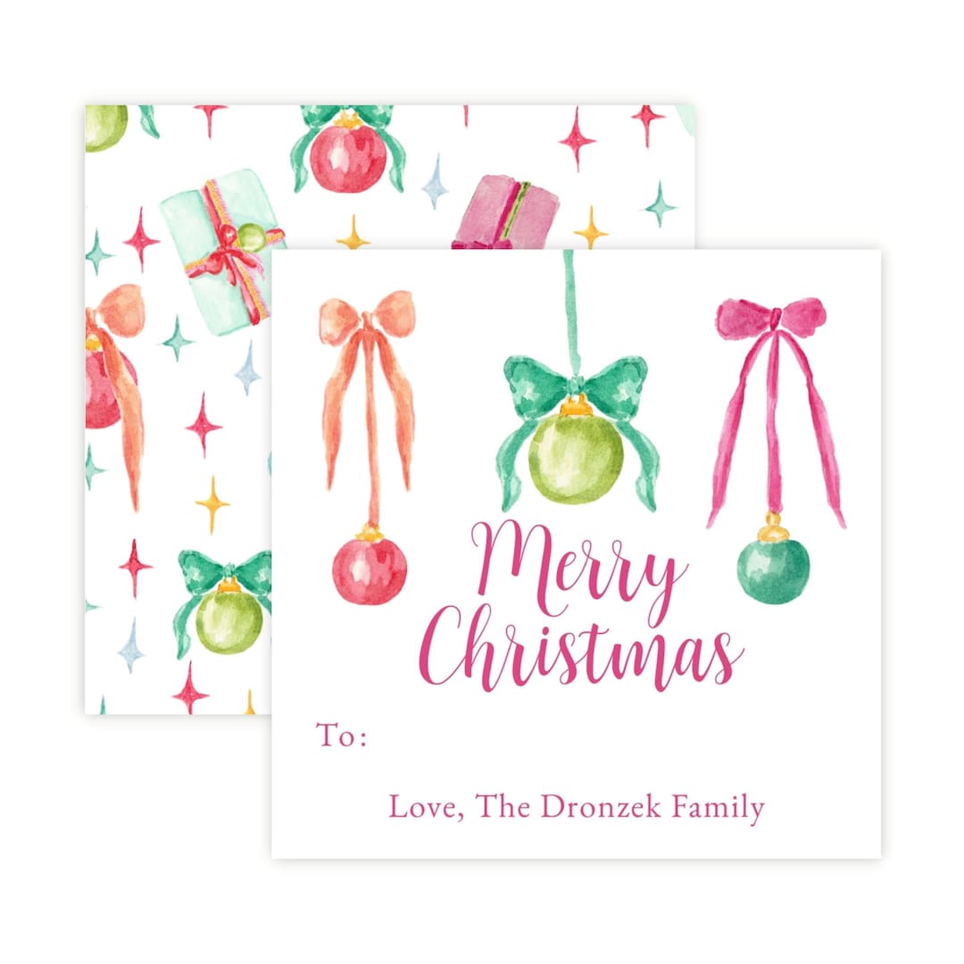 Printable Christmas Gift Tag, Colorful Christmas Tag, Watercolor ...