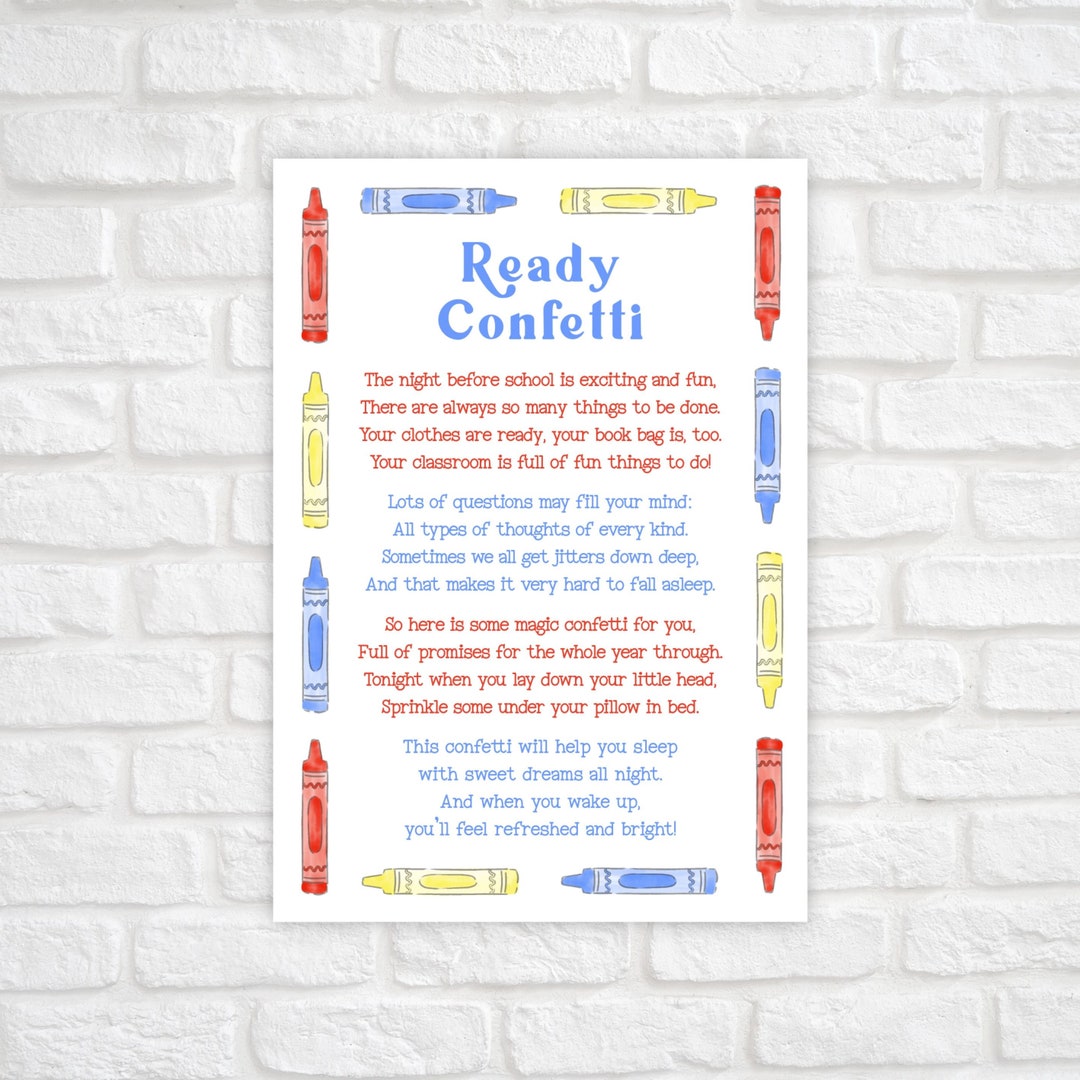 Ready Confetti Printable, First Day of School Tag, Back to School Tag ...