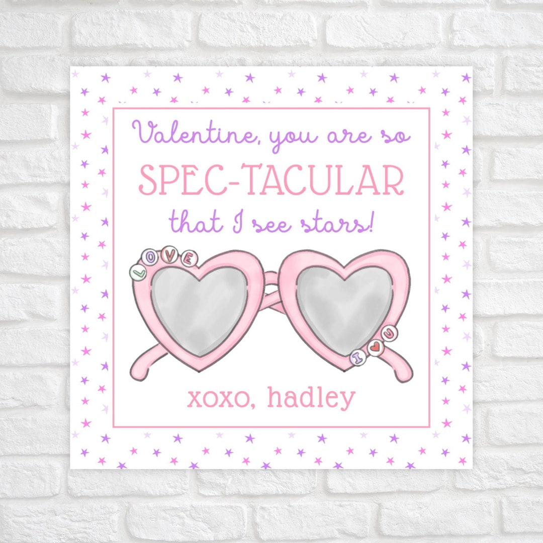 Printable Valentine Cards for Kids, Sunglasses Valentine, Heart Glasses ...
