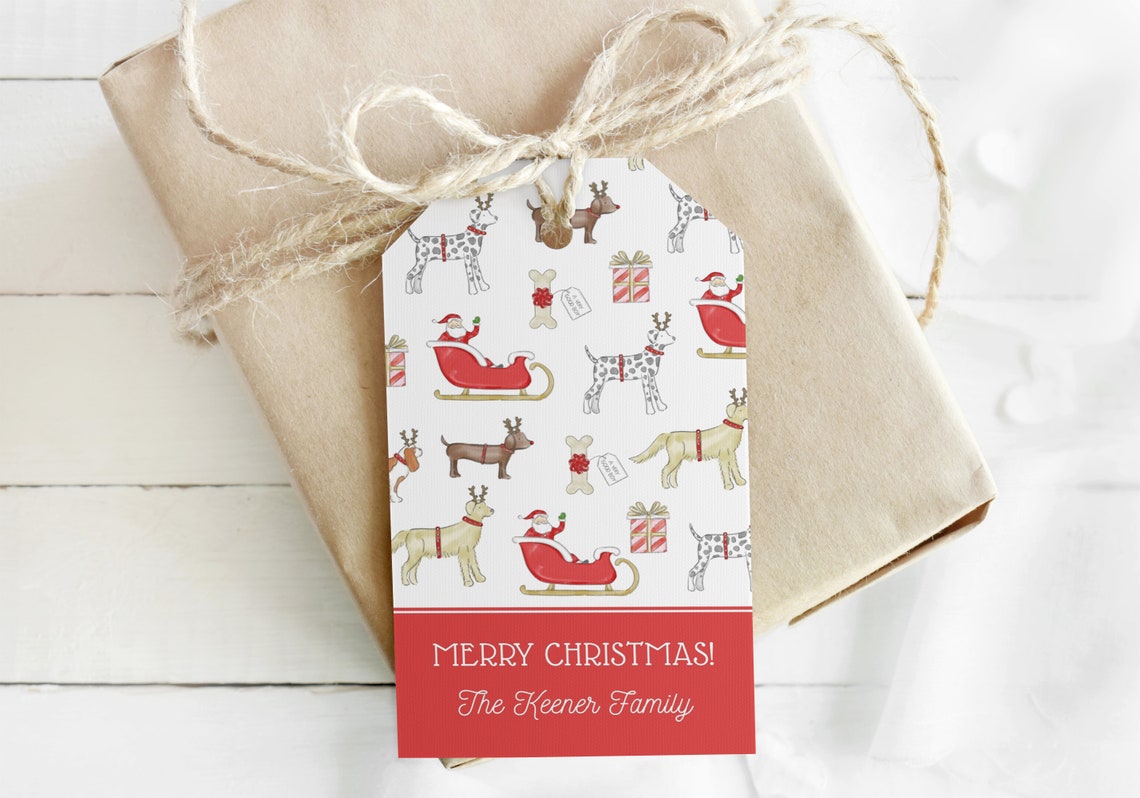 Dog Christmas Gift Tags Printable, Printable Christmas Tags, Holiday ...